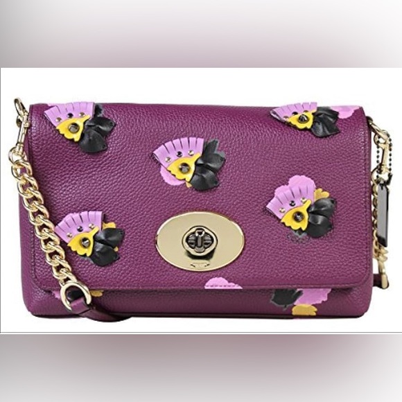 Coach | Bags | Purple Coach Crossbody Bag With Floral Pattern | Poshmark